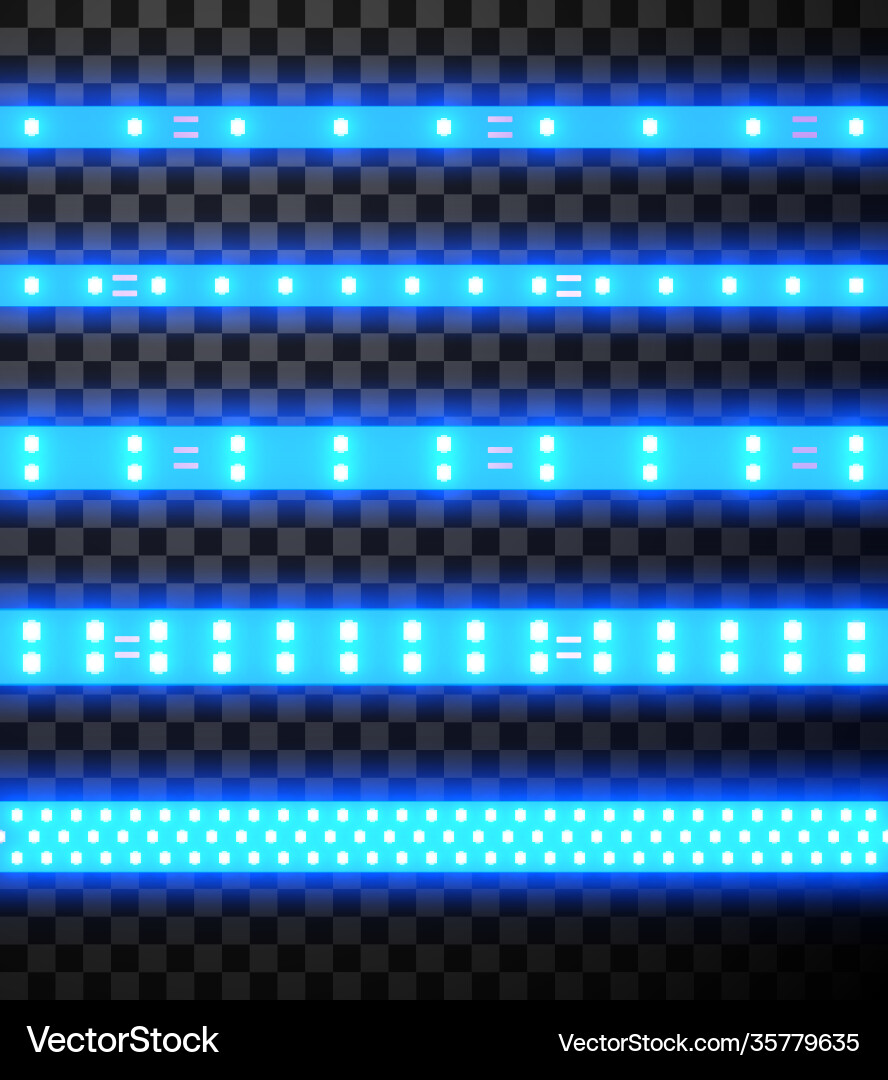 Leds strips blue seamless horizontal pattern set Vector Image