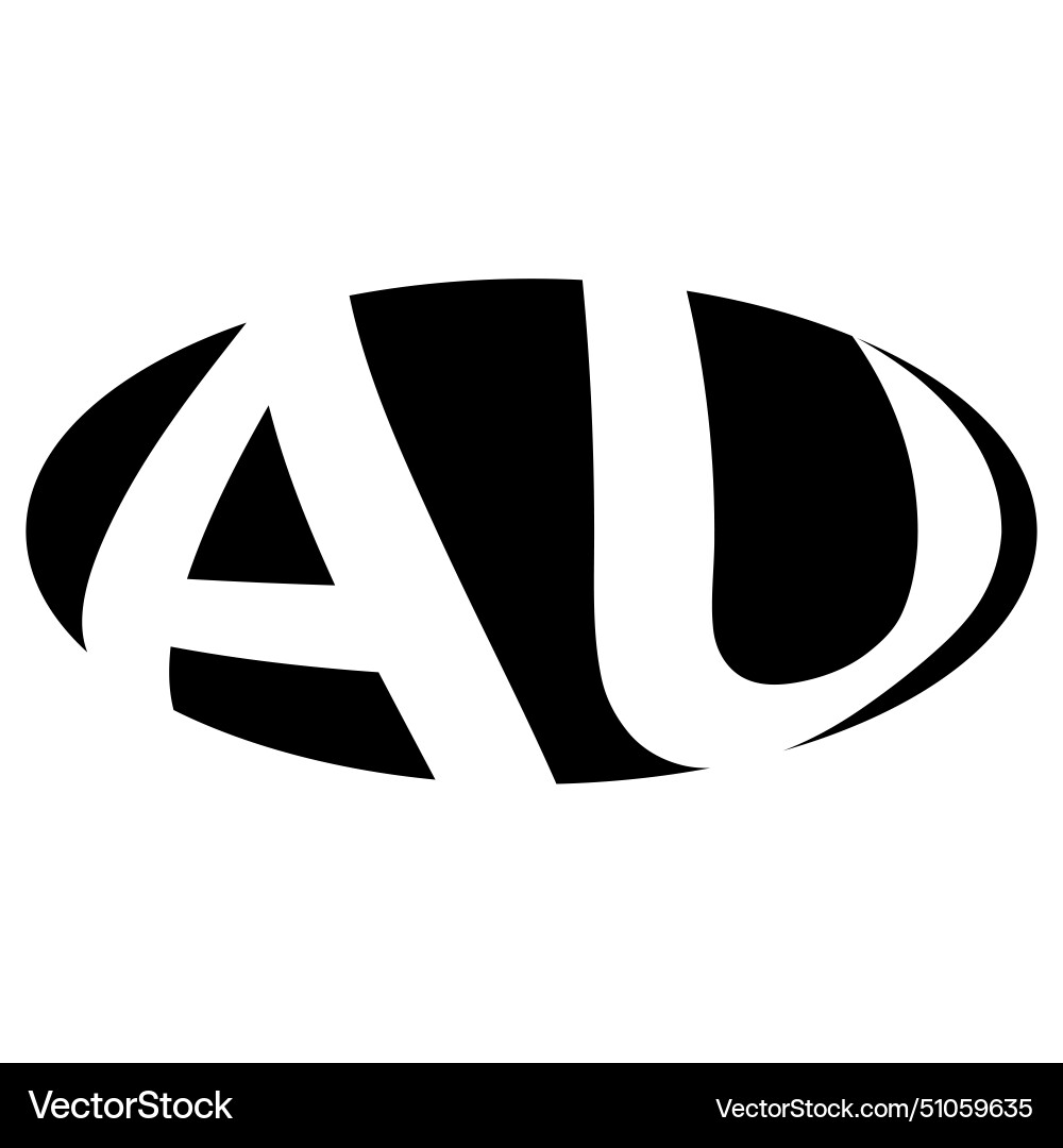 Oval logo double letter a u two letters au ua Vector Image
