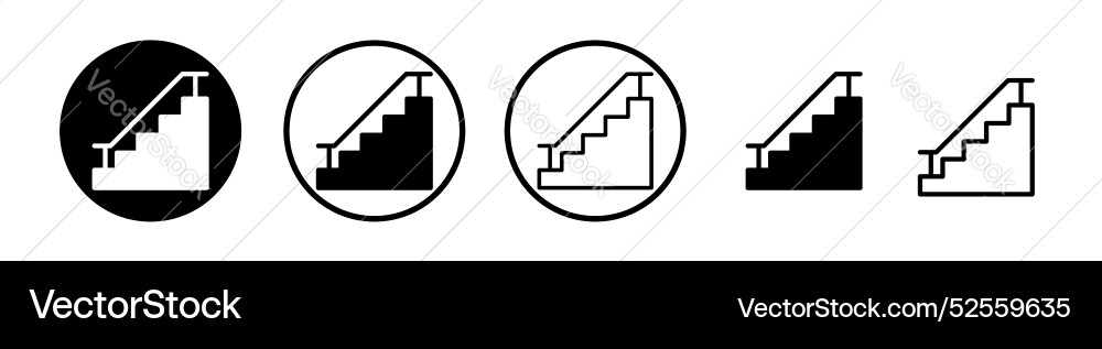 Stairs icon set on white background Royalty Free Vector