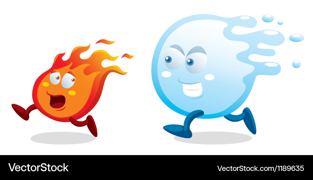 Water and fire Royalty Free Vector Image - VectorStock