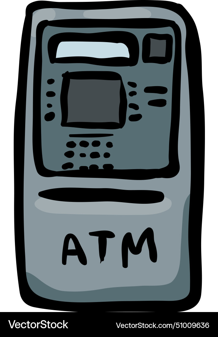 Atm - hand drawn doodle icon Royalty Free Vector Image