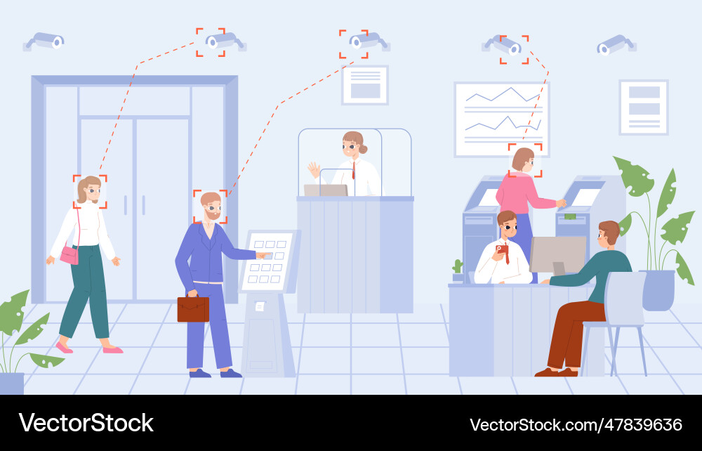 Bank Client Face Recognition Royalty Free Vector Image
