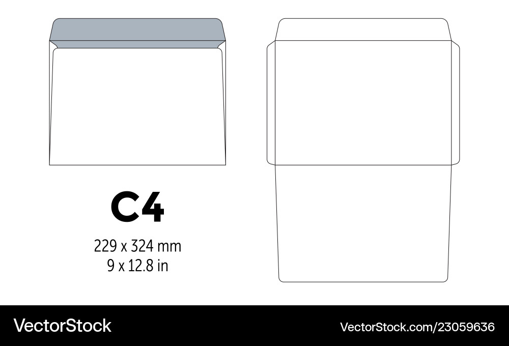 C4 Envelope Template - A4/A5 Cut Lines Royalty Free Vector