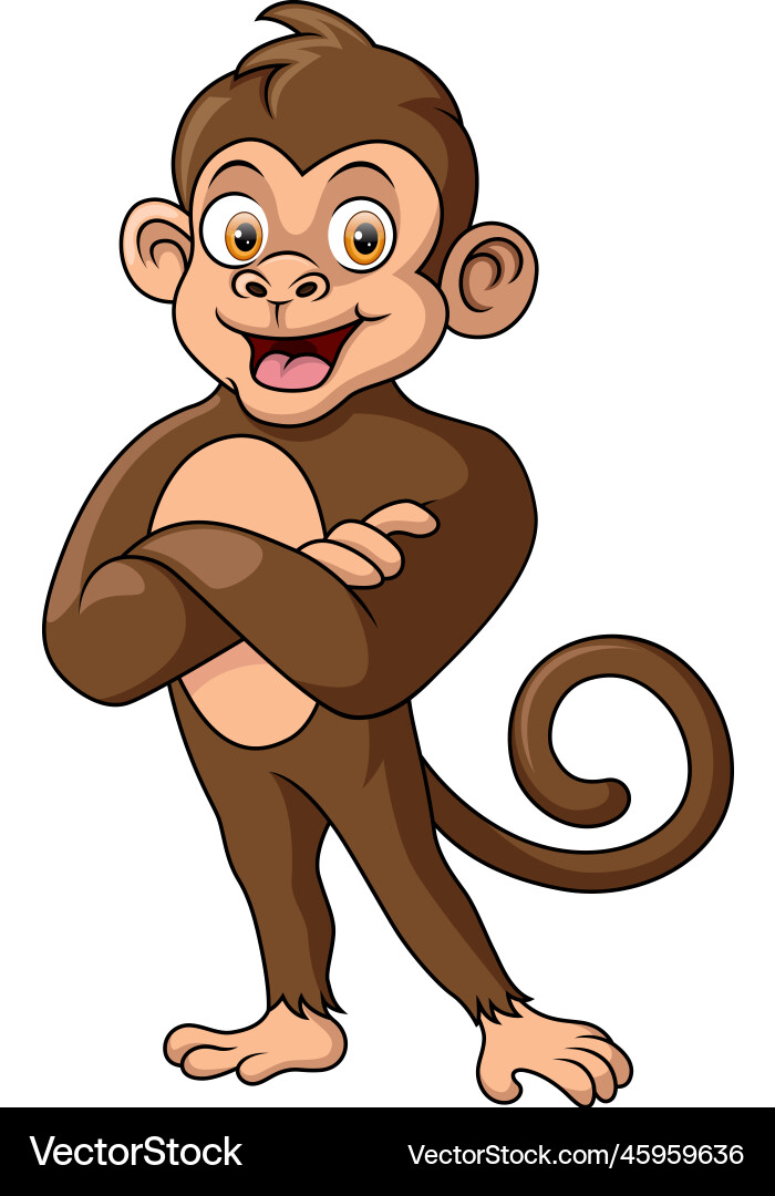 Cute happy monkey cartoon posing Royalty Free Vector Image