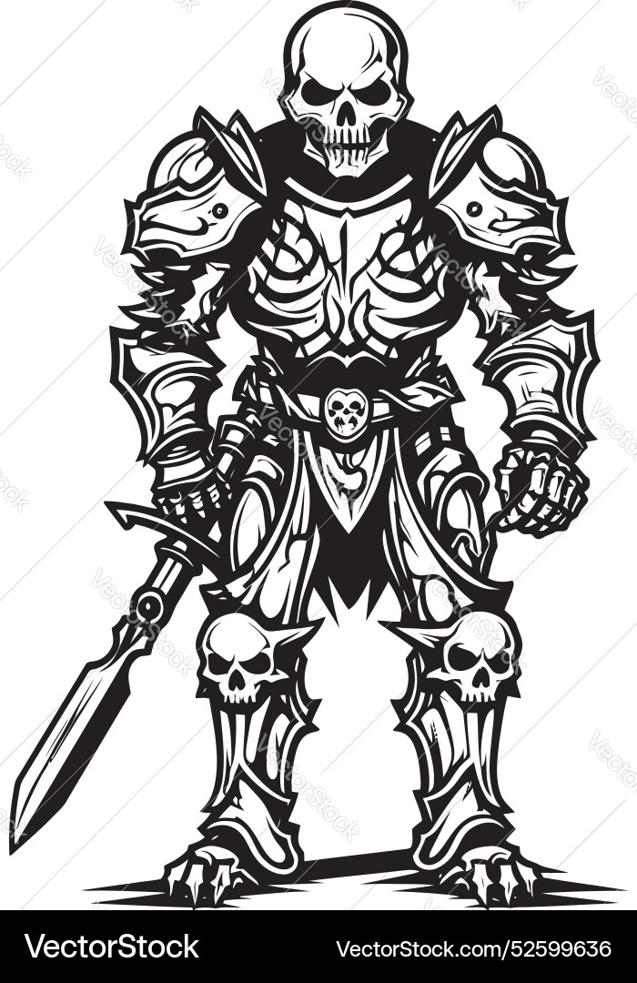 Deaths guardian skeleton knight symbol in black Vector Image