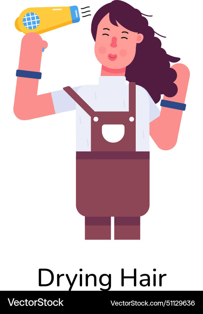 Drying hair Royalty Free Vector Image - VectorStock