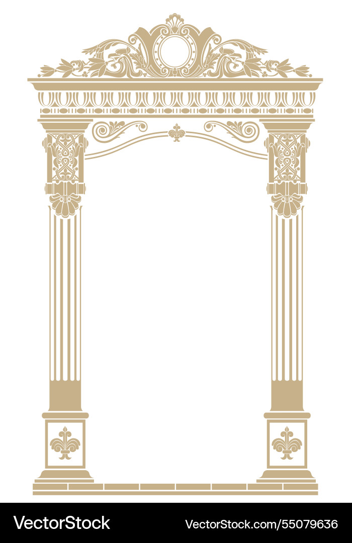 Ornamental carved arch indian style Royalty Free Vector