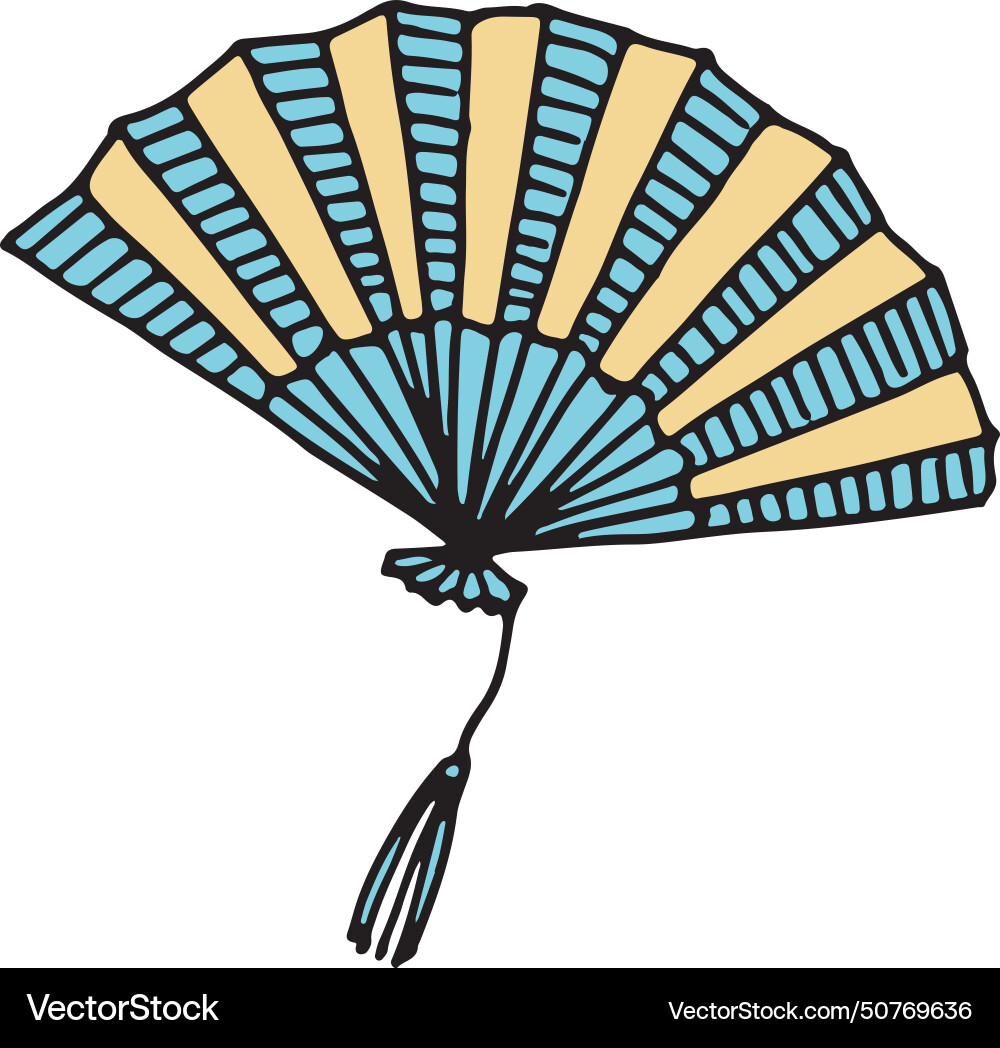 Paper fan color doodle theater feather accessory Vector Image