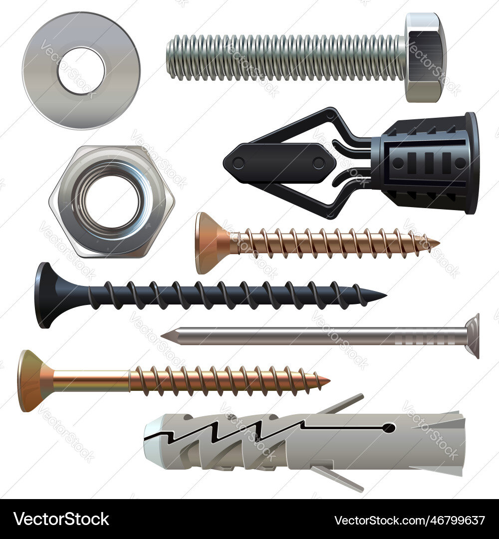Fasteners set 1 Royalty Free Vector Image - VectorStock
