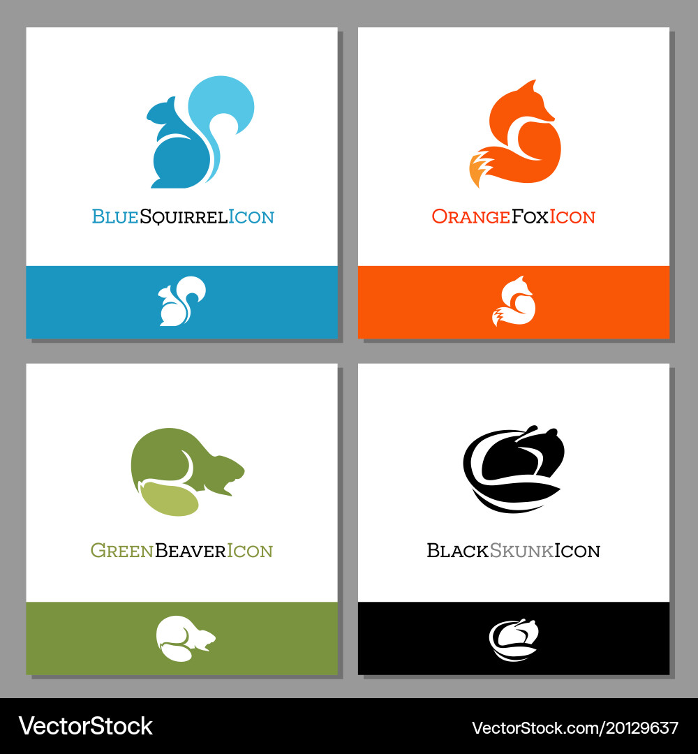 Forest Animals Logo Set Royalty Free Vector Image