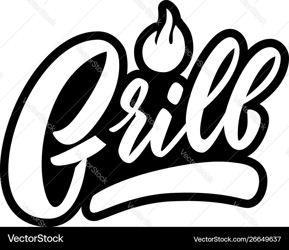 Grill Lettering & BBQ Motif Royalty Free Vector Image