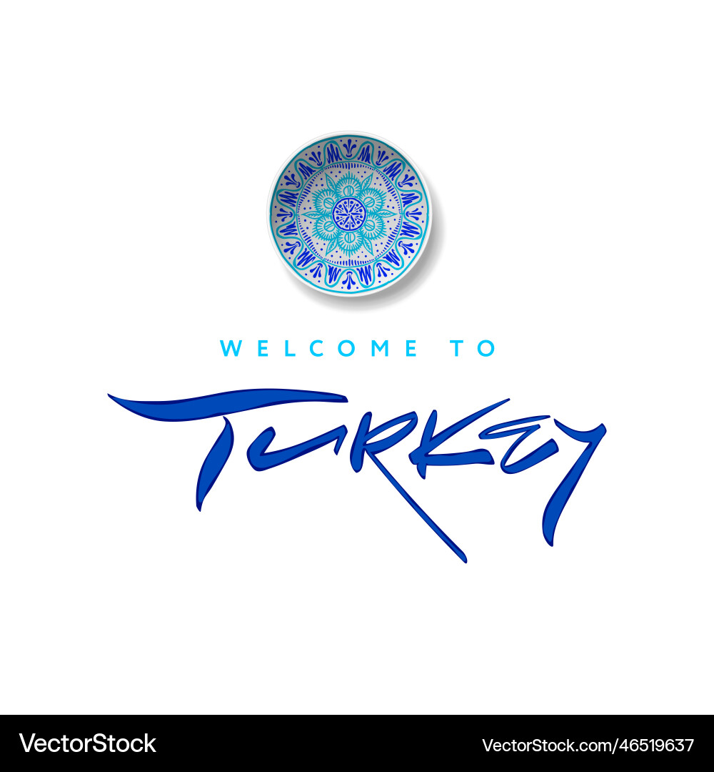 Logo for turkey with blue arabic plate turkish Vector Image