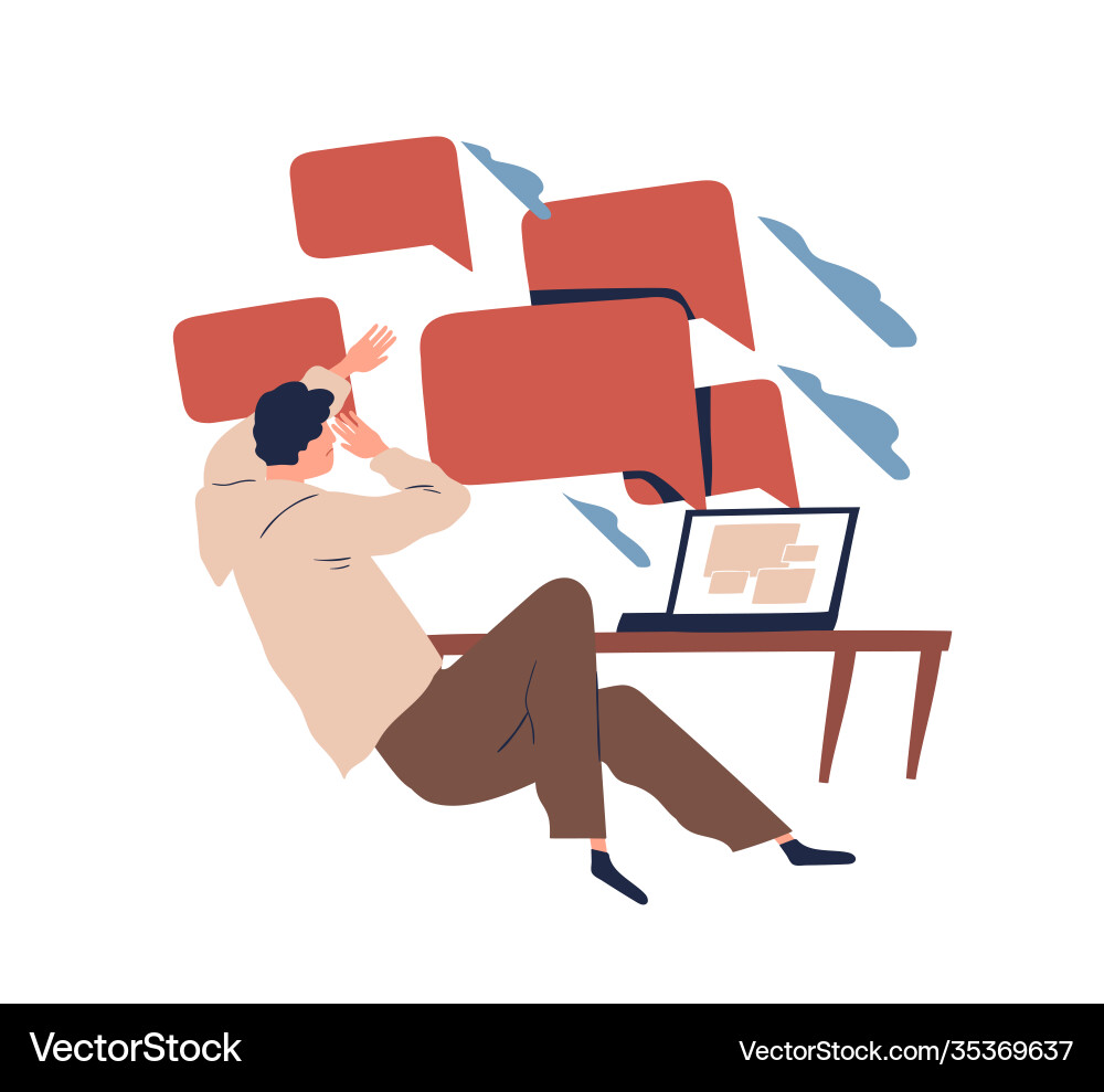 Male teenager having negative comments Royalty Free Vector