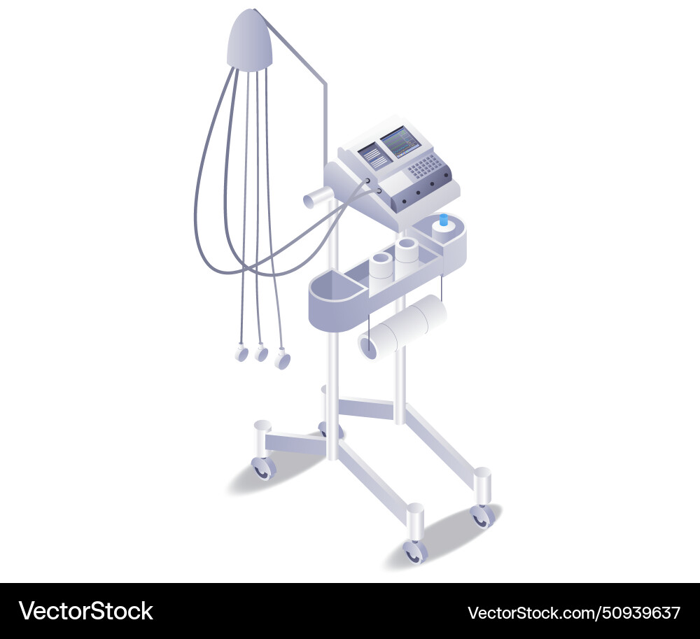 Medical equipment ventilator icu patient flat Vector Image