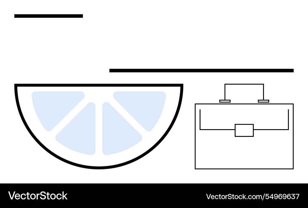Minimalist lemon slice and business briefcase Vector Image