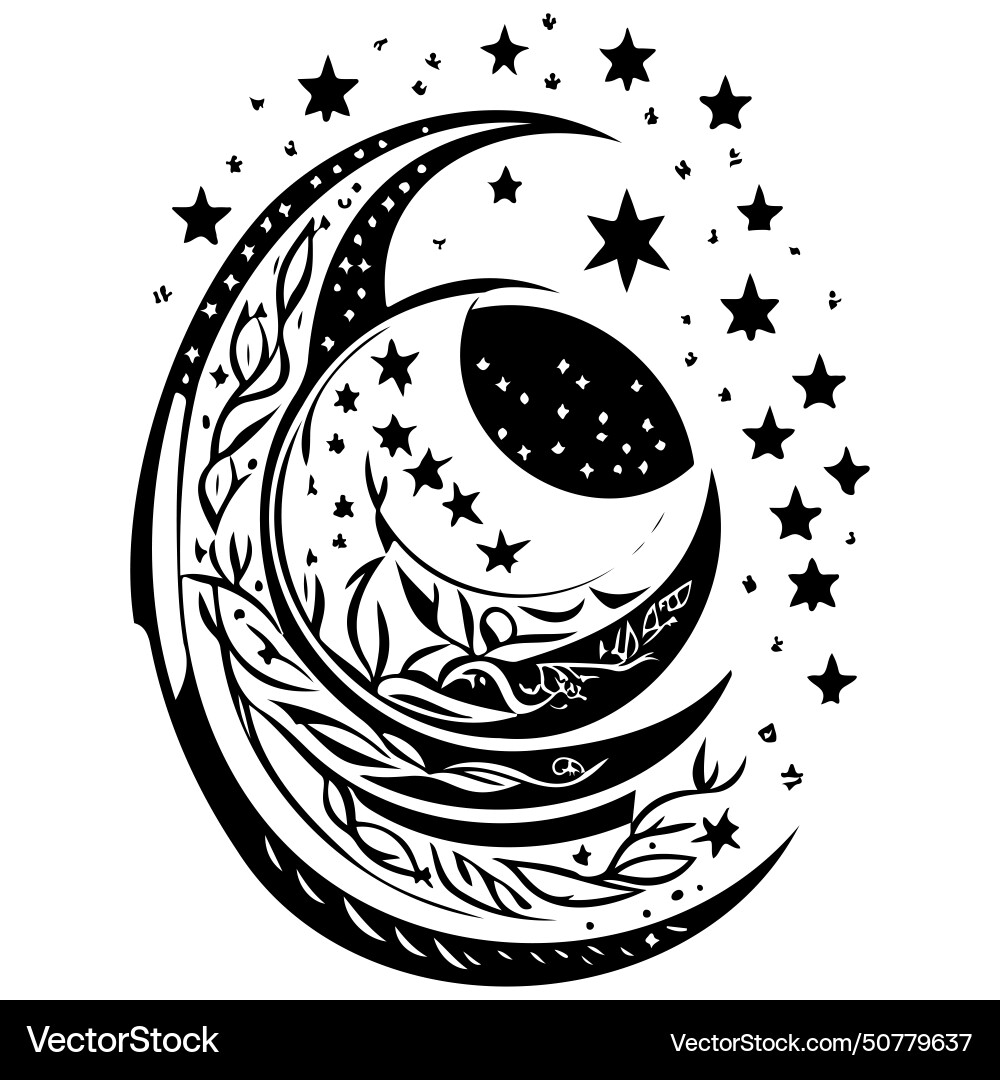 Moon star ramadan arabic islamic sketch draw Vector Image