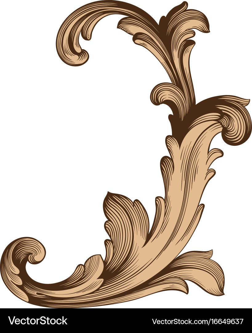 Ornate Baroque Filigree Decorative Elements Vector Image