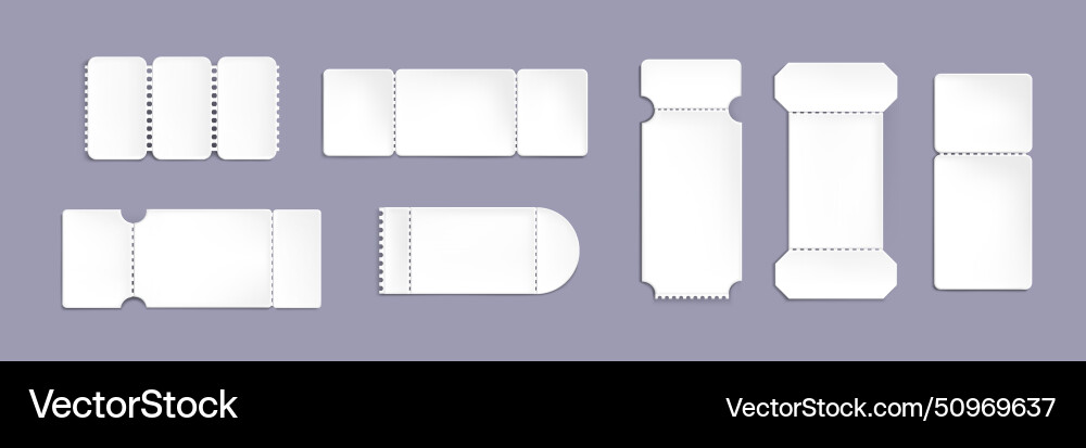 Paper ticket templates set on gray background Vector Image