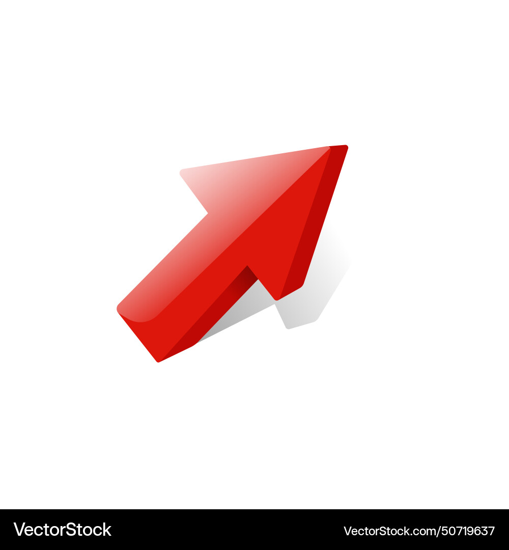Red glossy arrow pointing upwards Royalty Free Vector Image