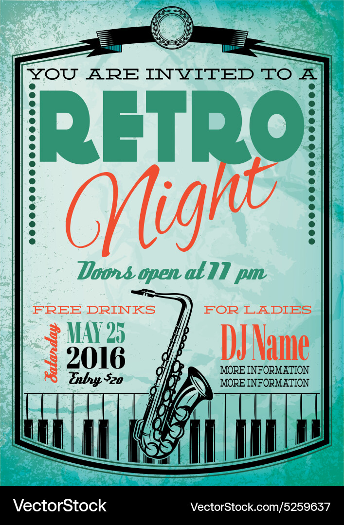 Retro poster for billboard with saxophone Vector Image