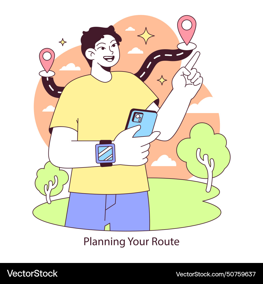 Route planning concept flat Royalty Free Vector Image