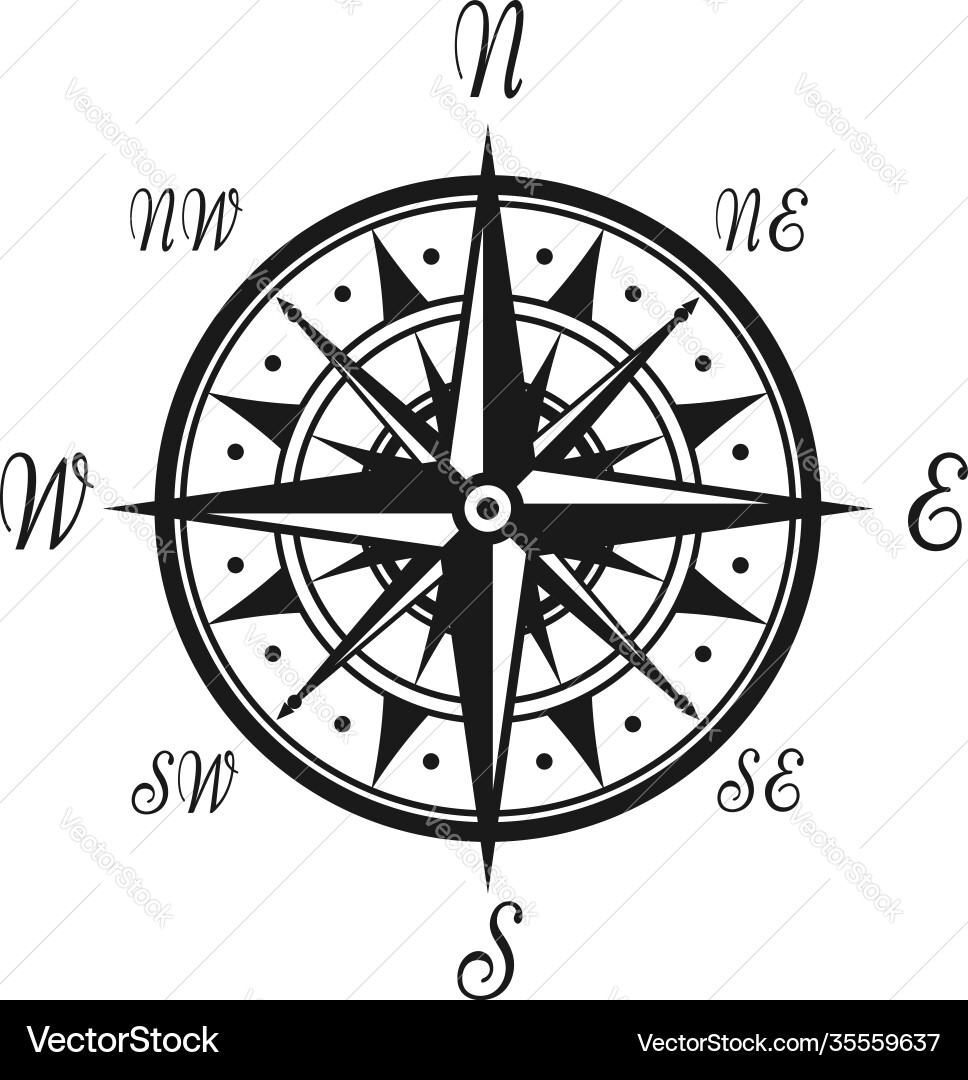 Wind rose isolated compass navigation symbol Vector Image