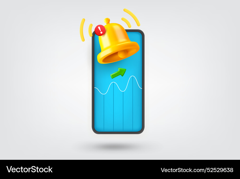 Business management concept with bell arrow 3d Vector Image