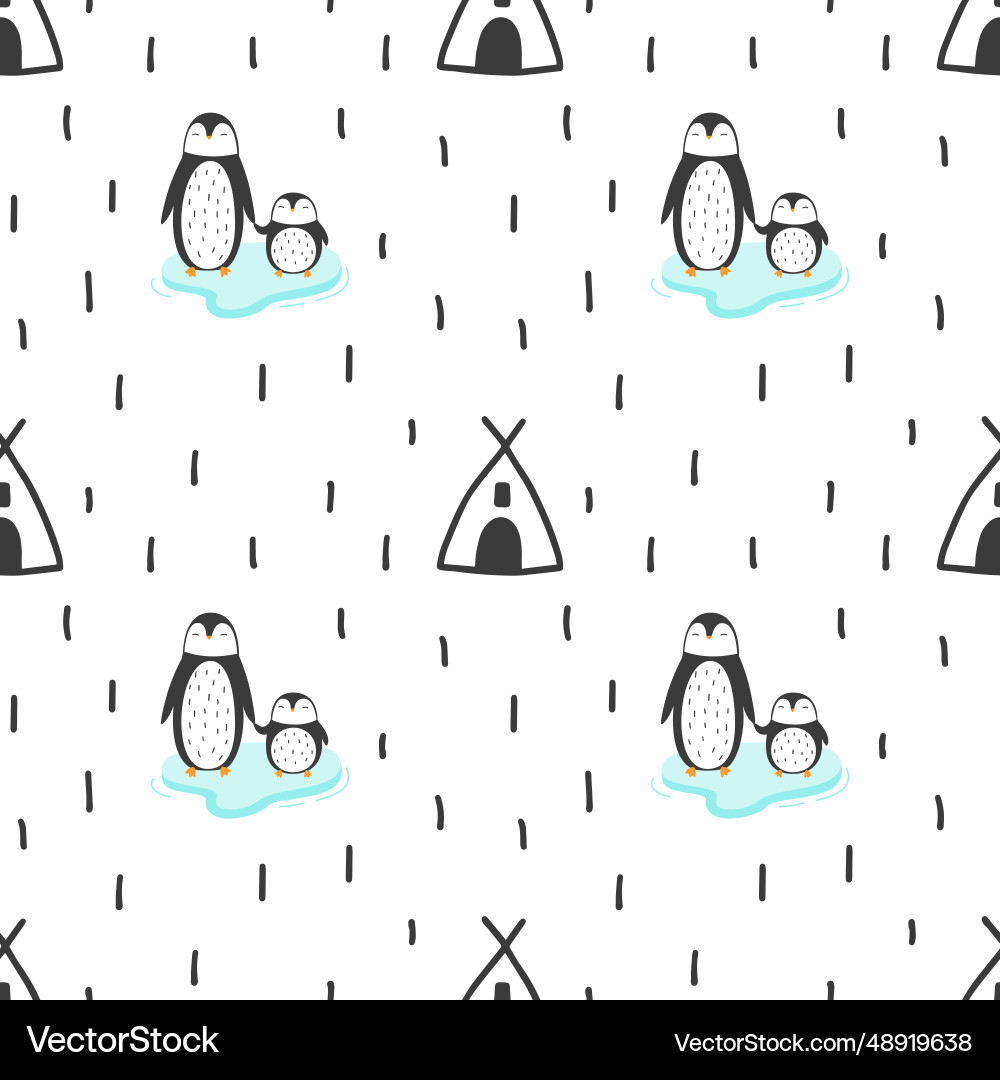 Cute seamless penguin patterns perfect for fabric Vector Image