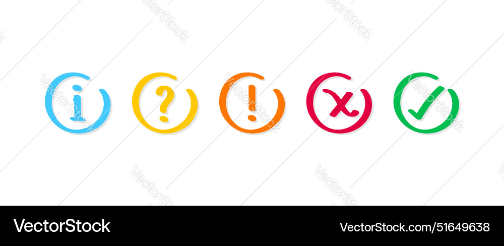 Doodle icon set of check mark cross question Vector Image