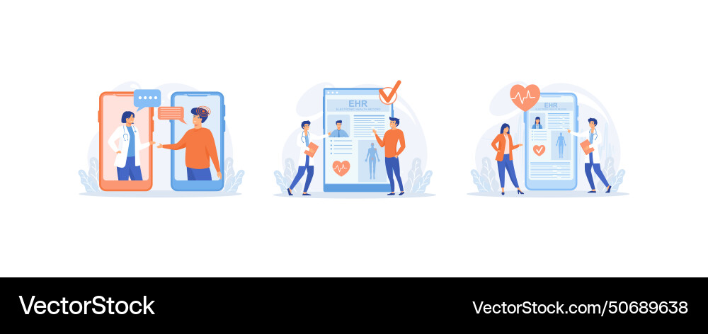 Electronic healthcare app doctor Royalty Free Vector Image