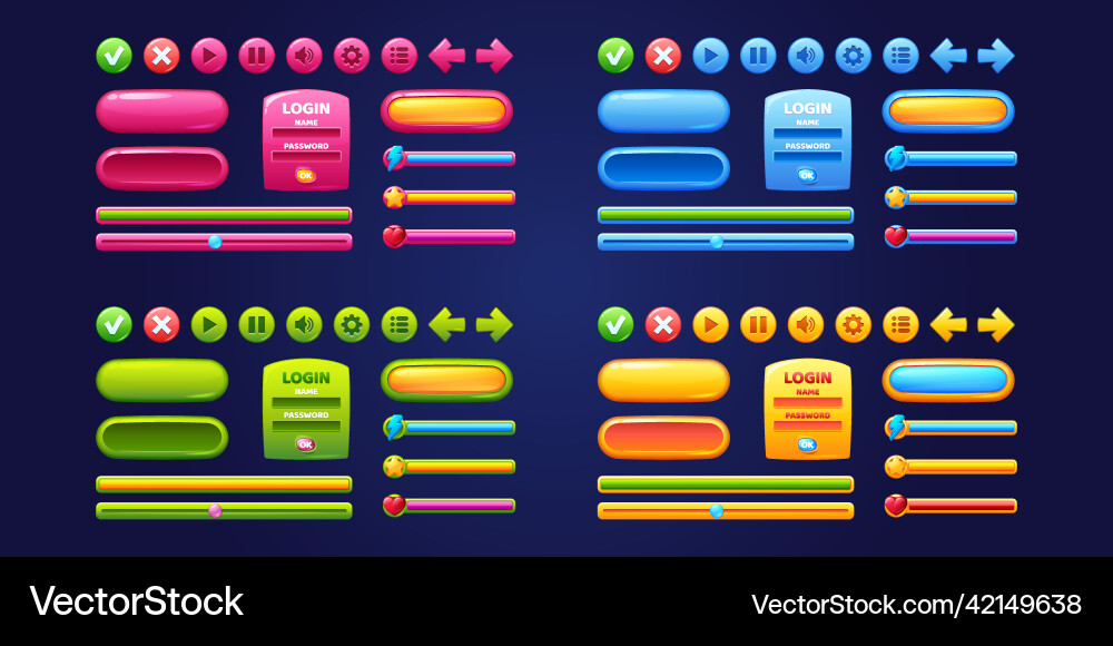 Game design interface with glossy buttons Vector Image