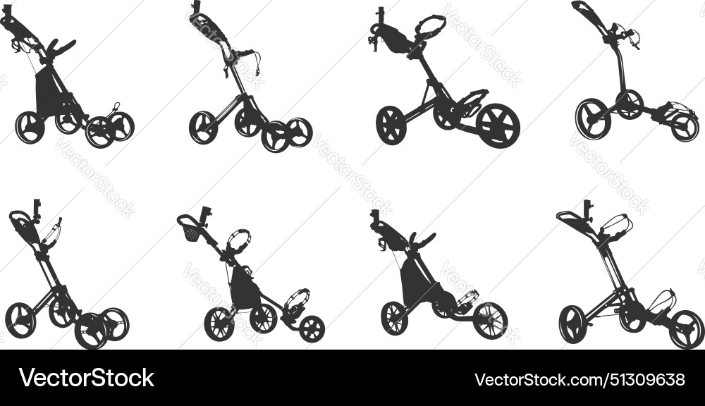 Golf push cart silhouette pull svg Royalty Free Vector Image