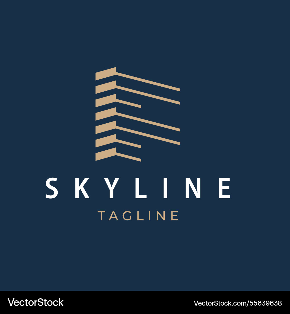 Modern f shaped building logo design abstract Vector Image