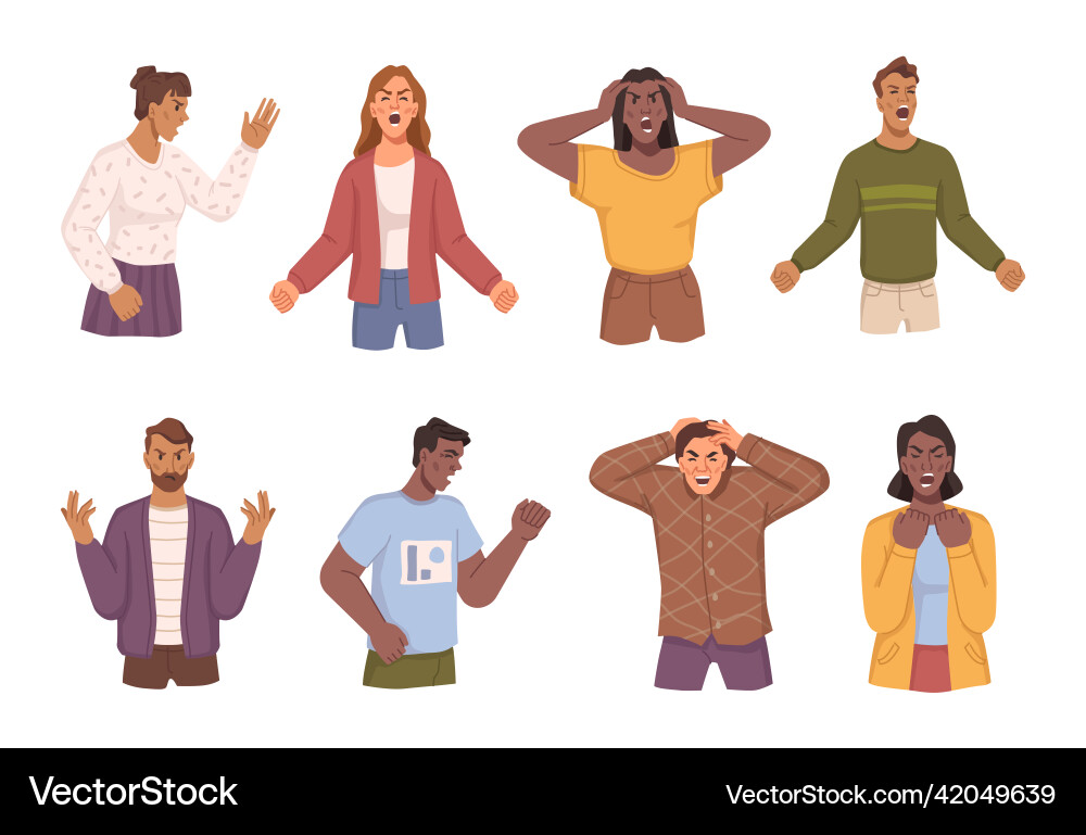 Angry people emotions expressing anger and hatred Vector Image