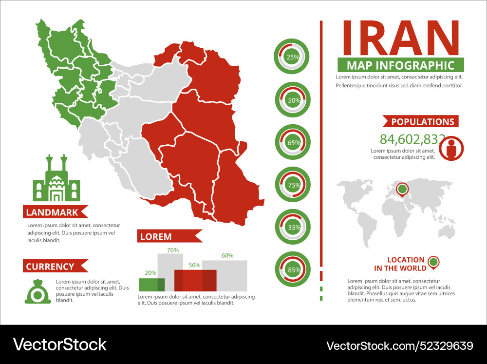 Flat design iran map infographics template Vector Image