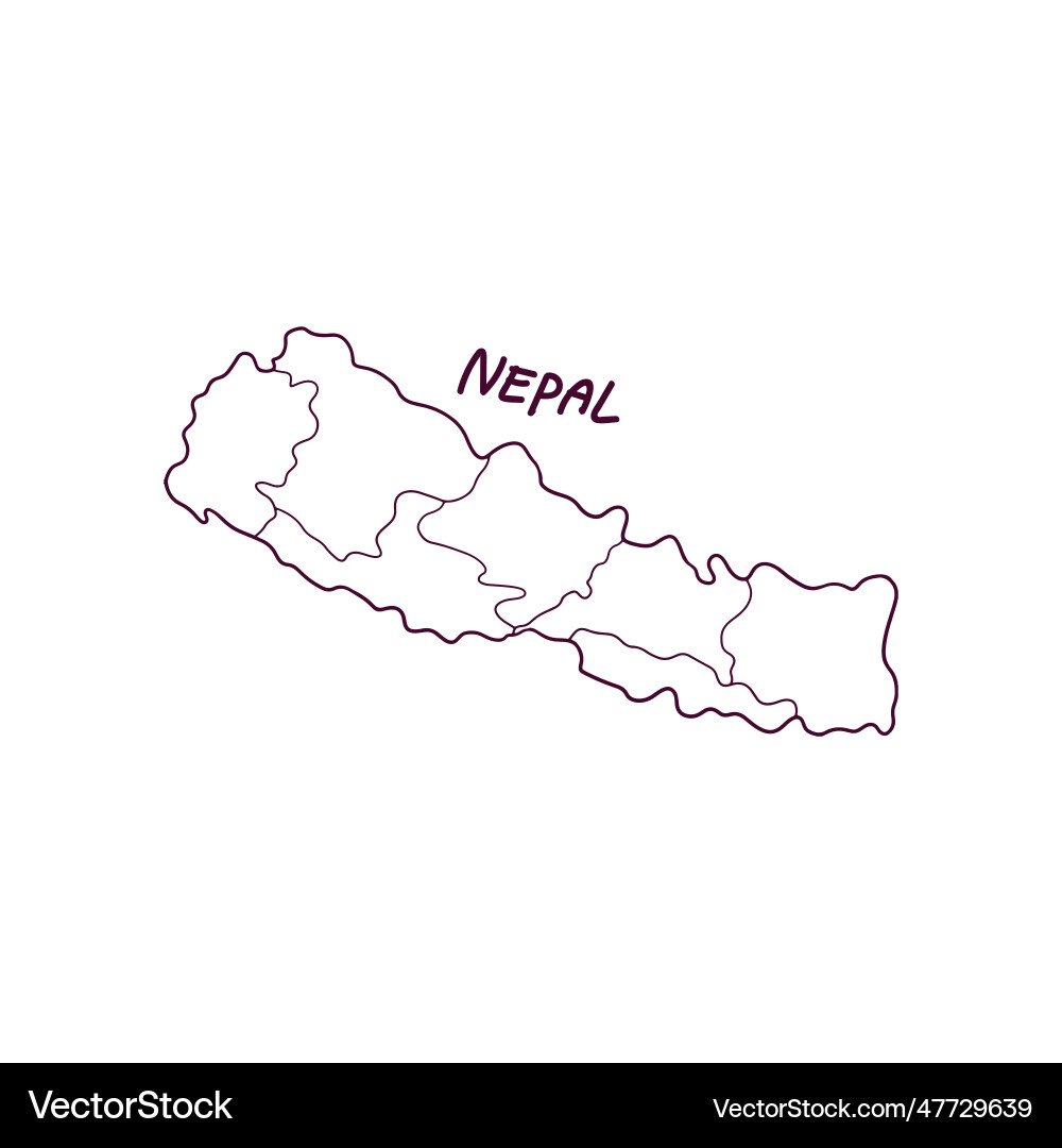 Hand drawn doodle map of nepal Royalty Free Vector Image
