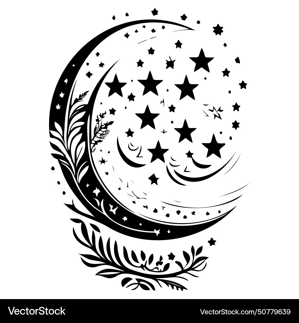 Moon star ramadan arabic islamic sketch draw Vector Image