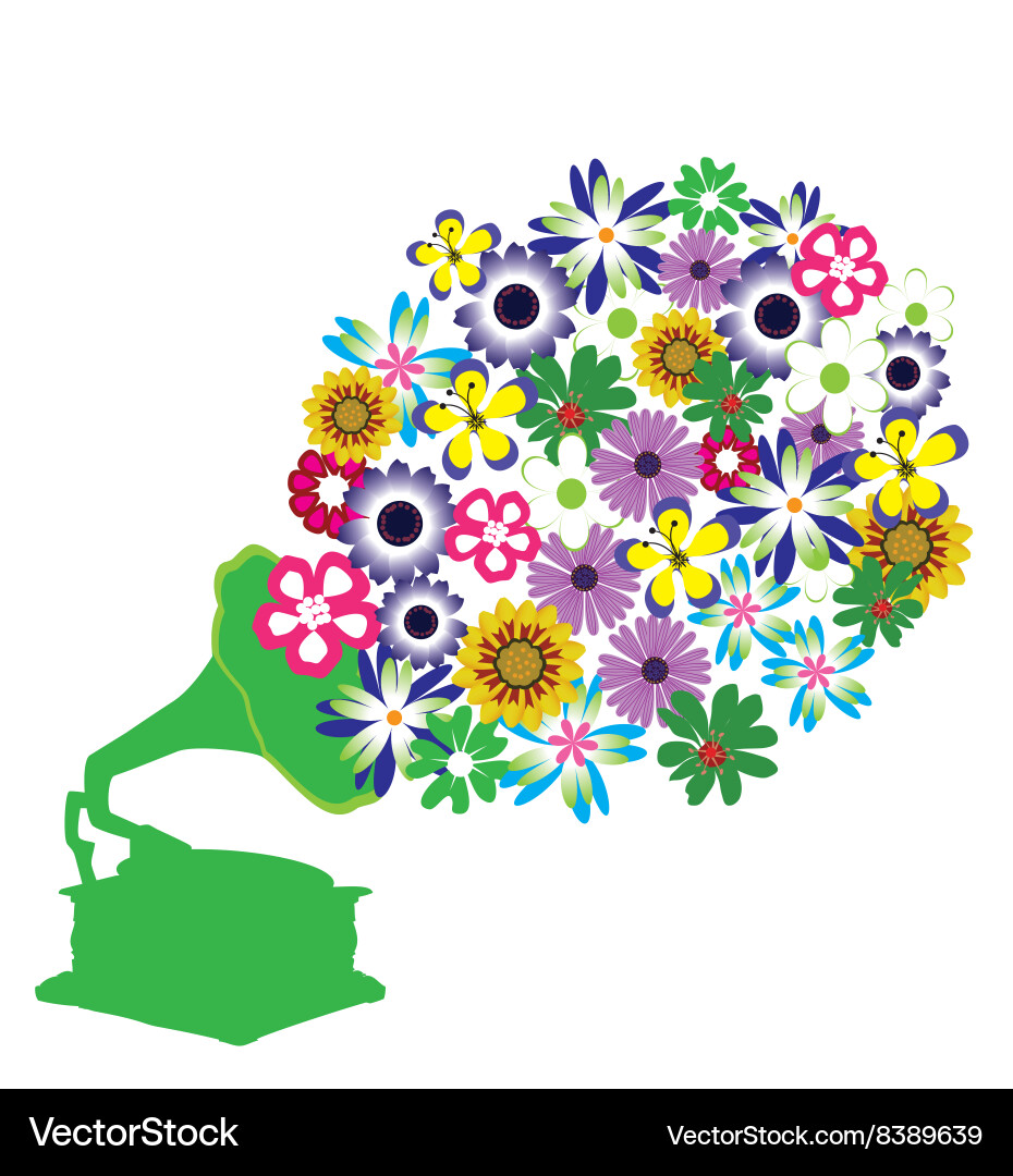 Music flowers Royalty Free Vector Image - VectorStock