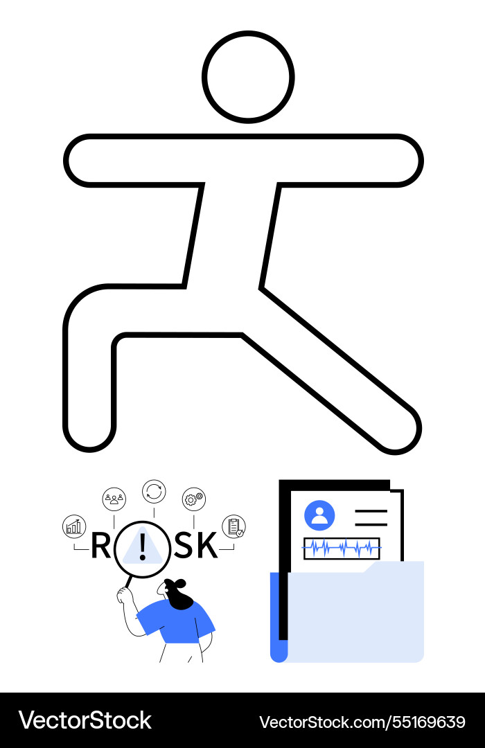 Person in active stance with risk assessment Vector Image