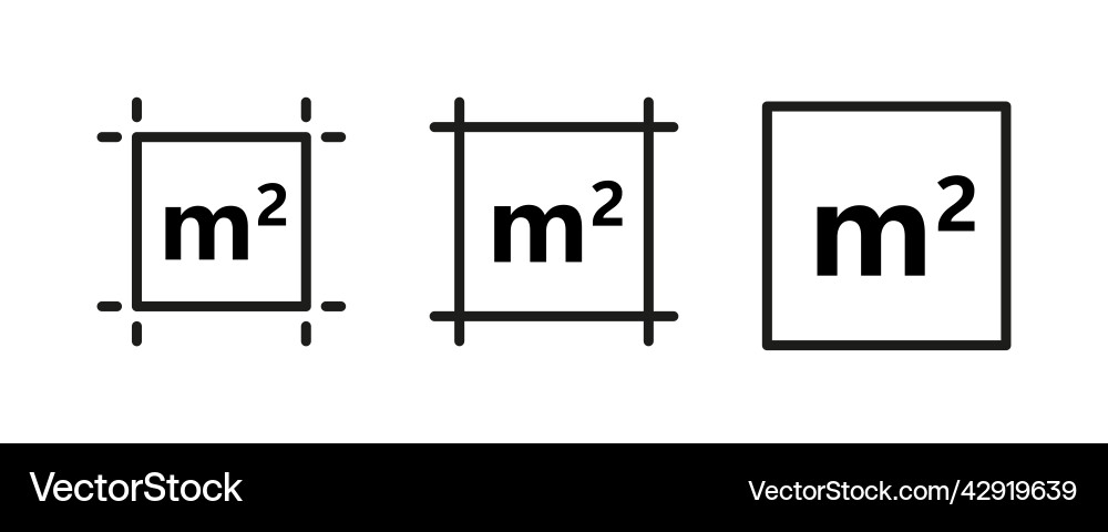 Square meter icon m2 sign flat area in Royalty Free Vector