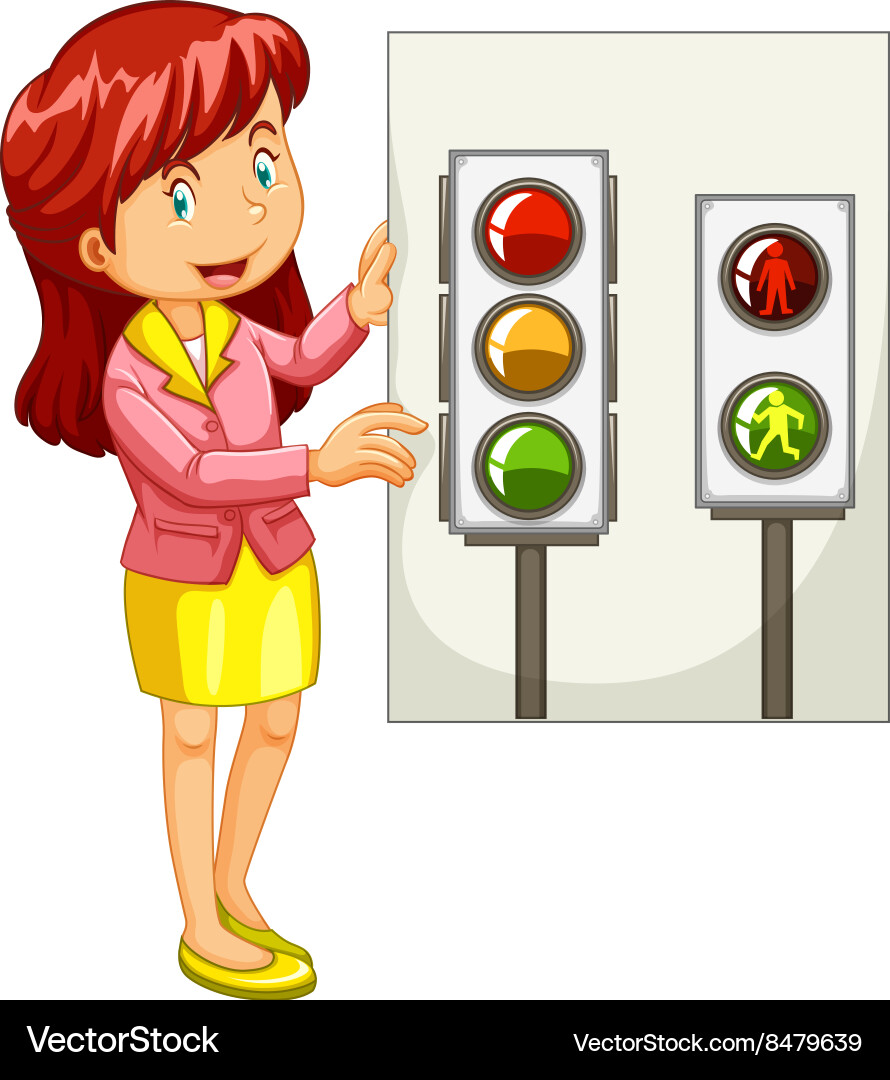 Teacher explaining traffic signals Royalty Free Vector Image