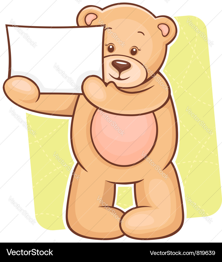 Teddy Bear Holding Sign Board Vector Images (37)
