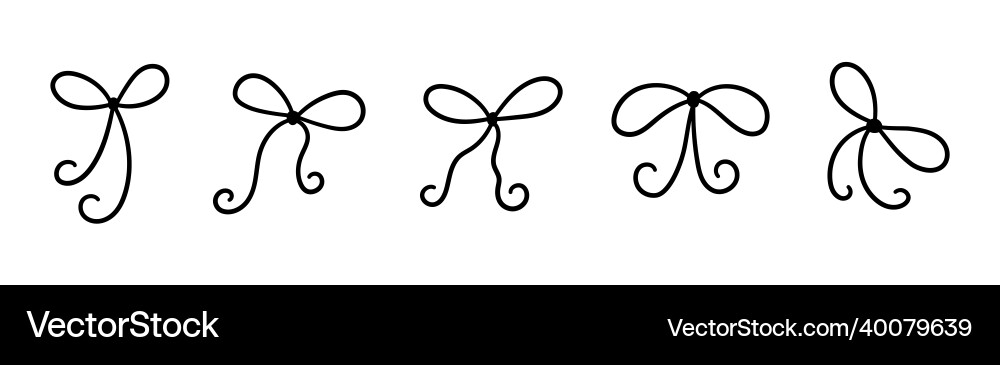 Thread bows with knots decorative thin ribbons Vector Image
