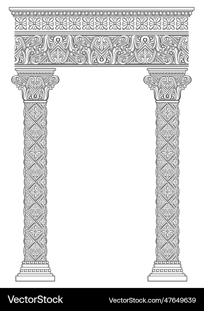 Venetian old gothic architectural arch or gallery Vector Image