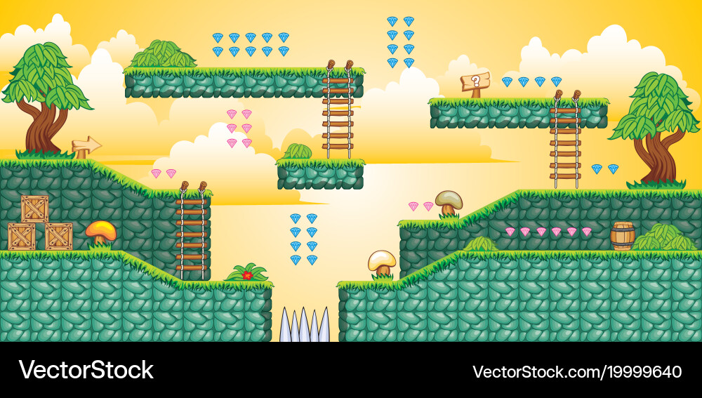 2d tileset platform game 34 Royalty Free Vector Image
