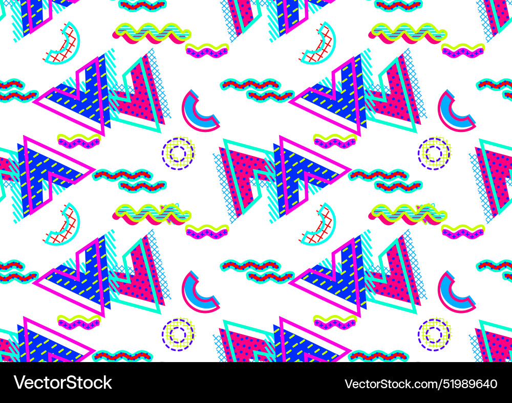 Abstract geometric seamless pattern 80s-90s Vector Image