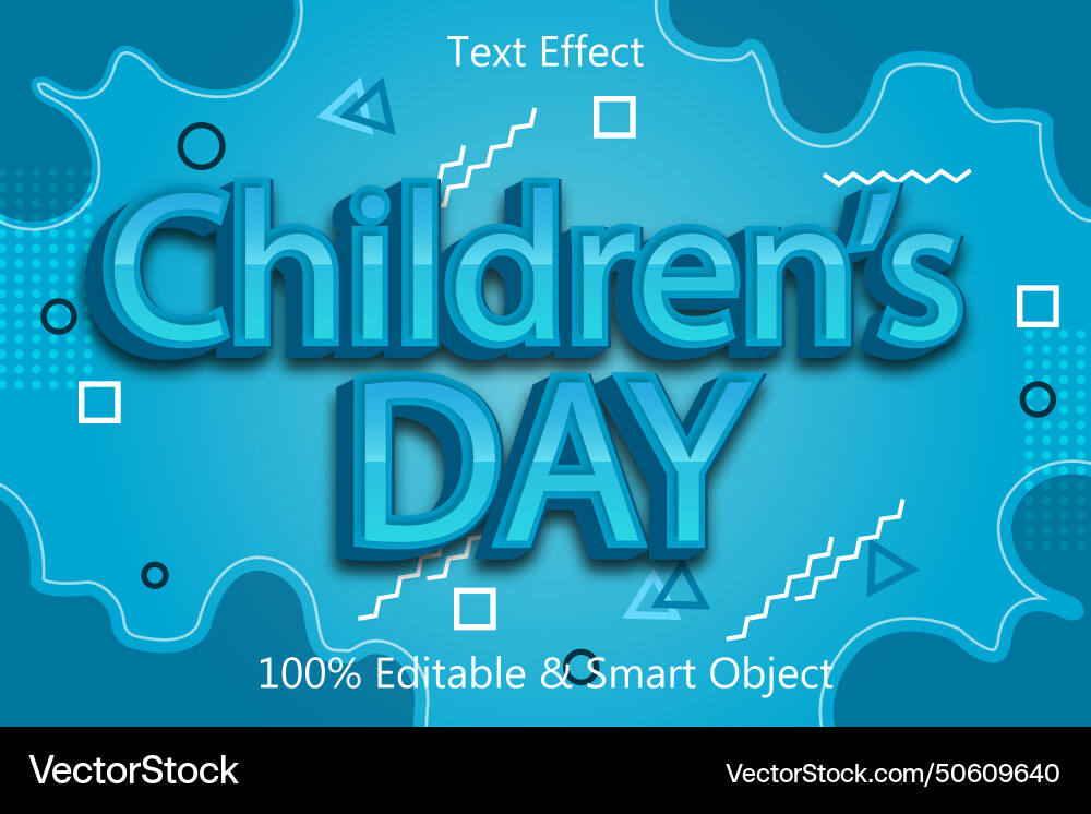 Children day editable text effect 3 dimension Vector Image
