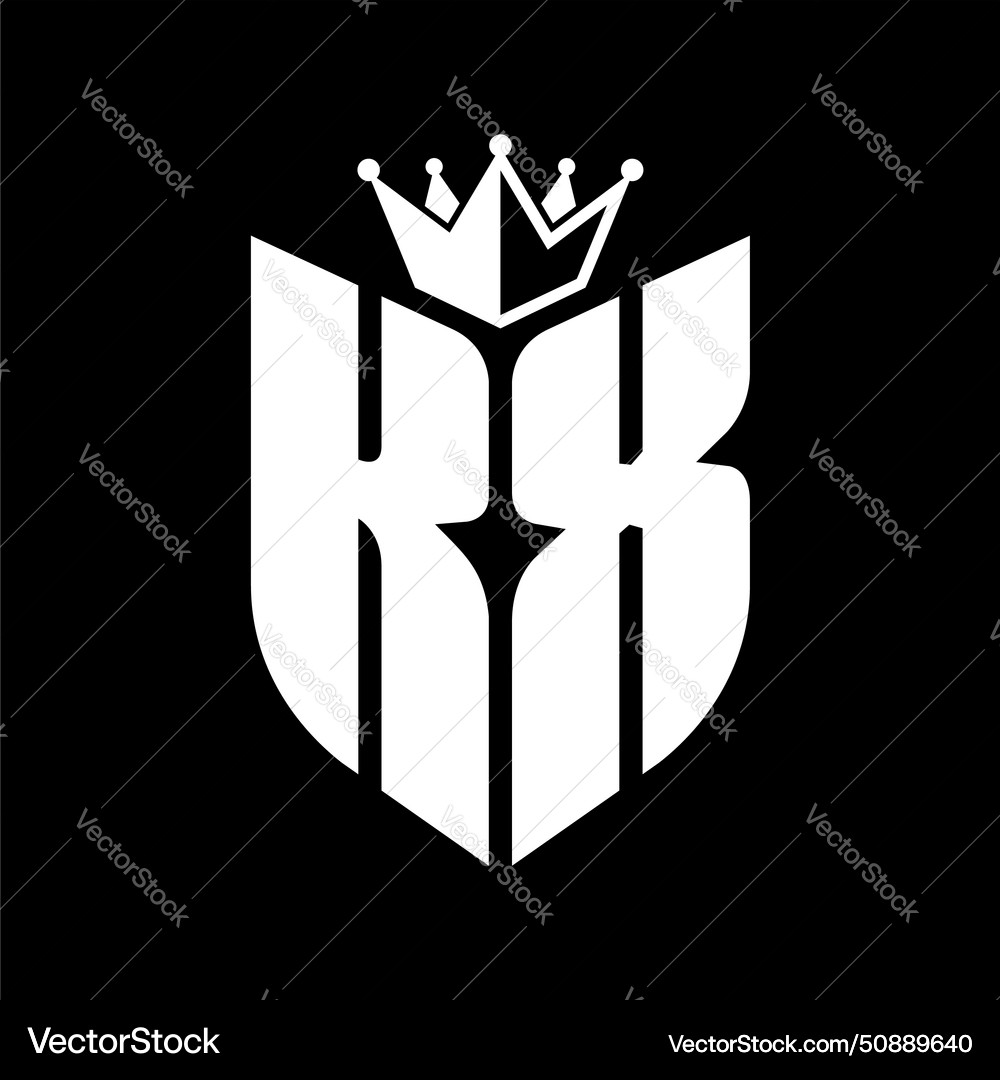 Kx letter monogram with shield shape crown Vector Image