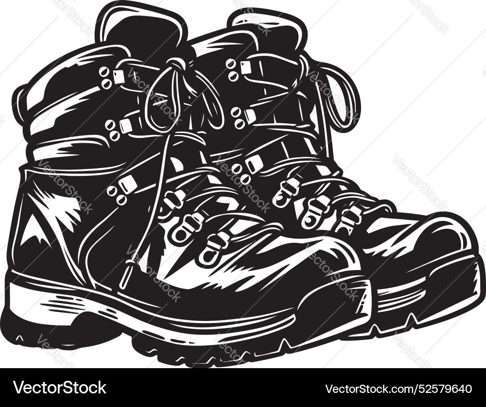 Naturenavigators boots emblem design Royalty Free Vector