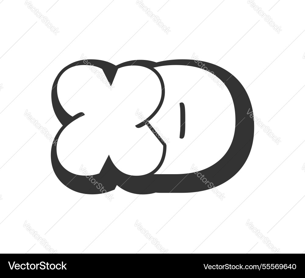 Xd logo bubble comic lettering rounded Royalty Free Vector